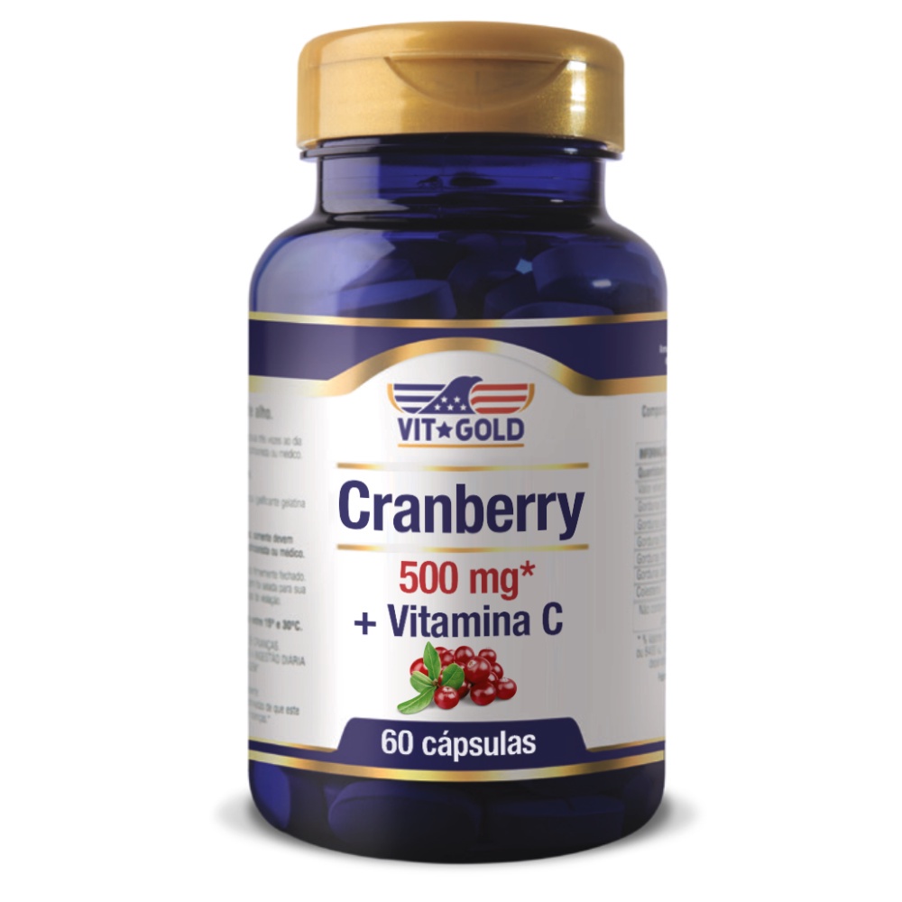 Cranberry 500mg + Vitamina C Vitgold 60 cápsulas | Shopee Brasil
