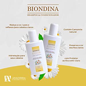 Kit Shampoo e Condicionador com Camomila Biondina Lava e Hidrata seus ...