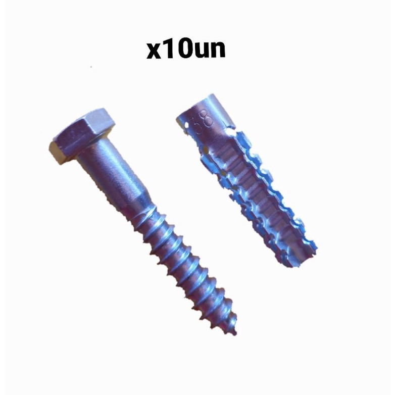 Kit 10x bucha de metal com parafuso sextravado para concreto | Shopee ...