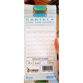 Rifa (modelo novo) com 100 Nomes Tamoio (50 Unidades) | Shopee Brasil