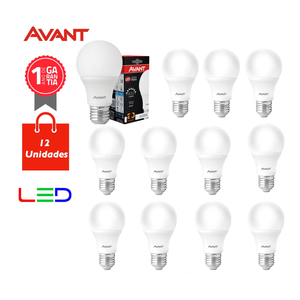 Kit 12 Lâmpada Led 9w Bulbo Soquete E27 Bivolt 6500k Branco | Shopee Brasil
