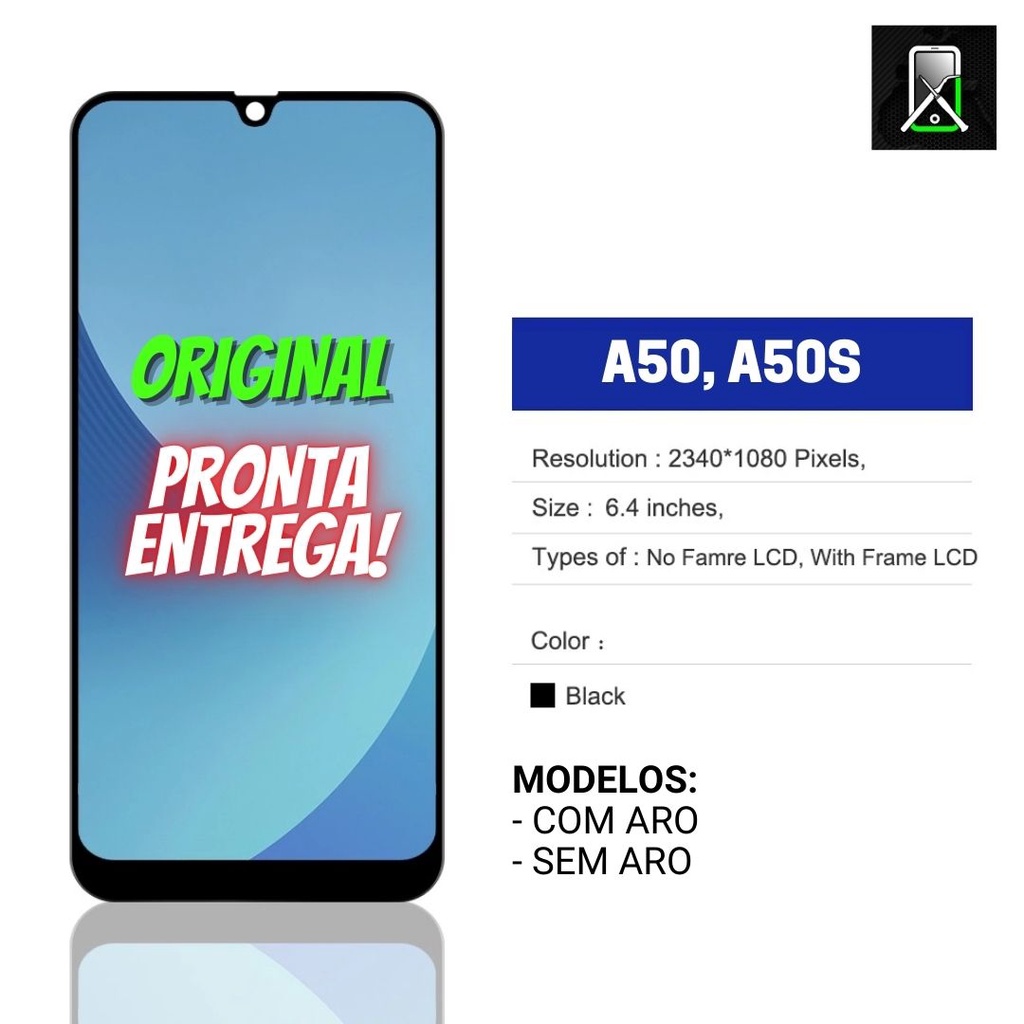 Tela Frontal Display SAMSUNG A50, A50 S OLED Preto LCD Touch Screen (INCELL/ORIGINAL) | Shopee ...