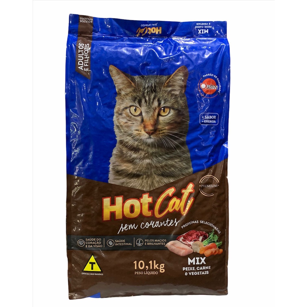 Raçao para gatos filhotes e adulto hot cat mix sem corante 10.1kg ...