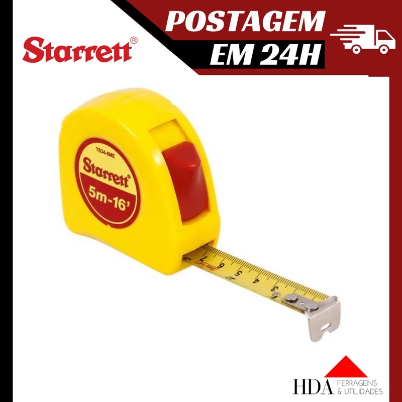 Trena 5 Metros X 19mm Fita Metrica Com Trava Starrett Original | Shopee ...