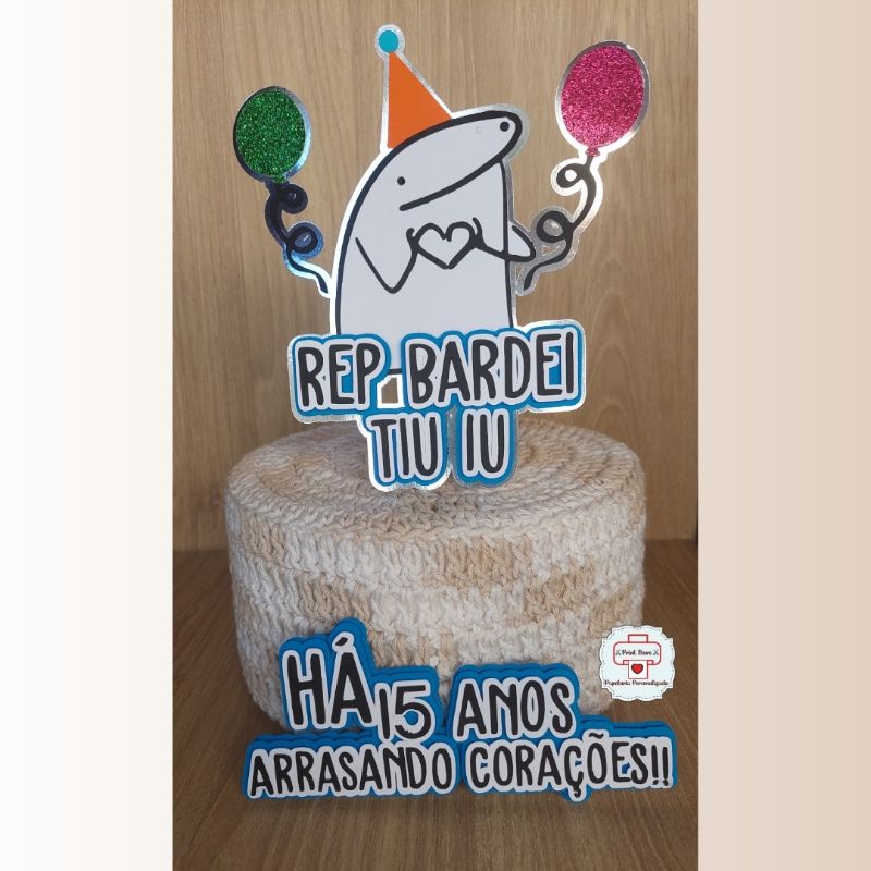 Topo / Topper de bolo Personalizado - Tema Flork com Balões | Shopee Brasil