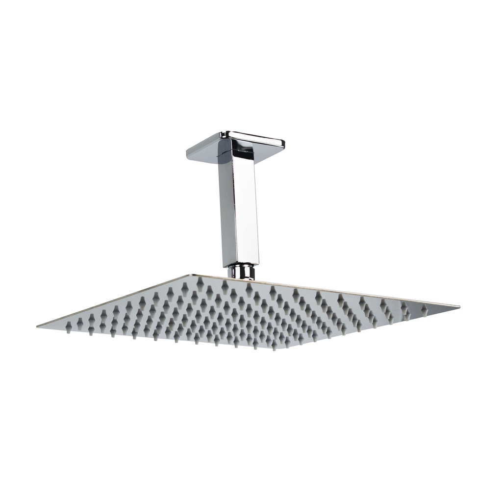 Ducha Chuveiro Inox 25 cm 304 Slim Quadrado C/ Braço De Teto 10 Cm ...