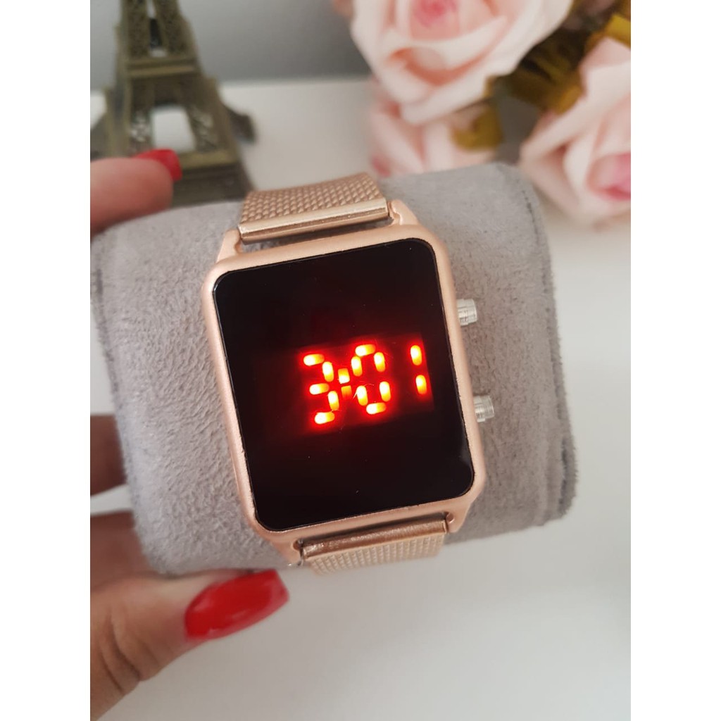 Relógio Feminino | Digital Led Rose Dourado 2021 | Shopee Brasil