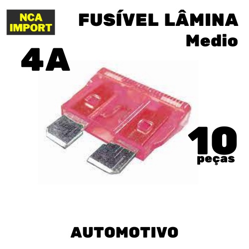 Fusivel 4A Lamina Automotivo Medio ( Kit 10pçs ) | Shopee Brasil