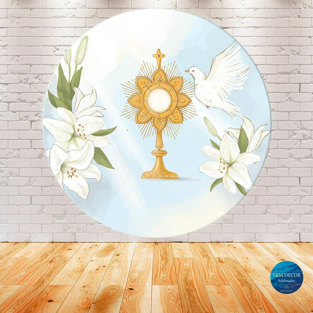Painel de festa em tecido sublimado 1,5m Primeira Eucaristia | Shopee Brasil