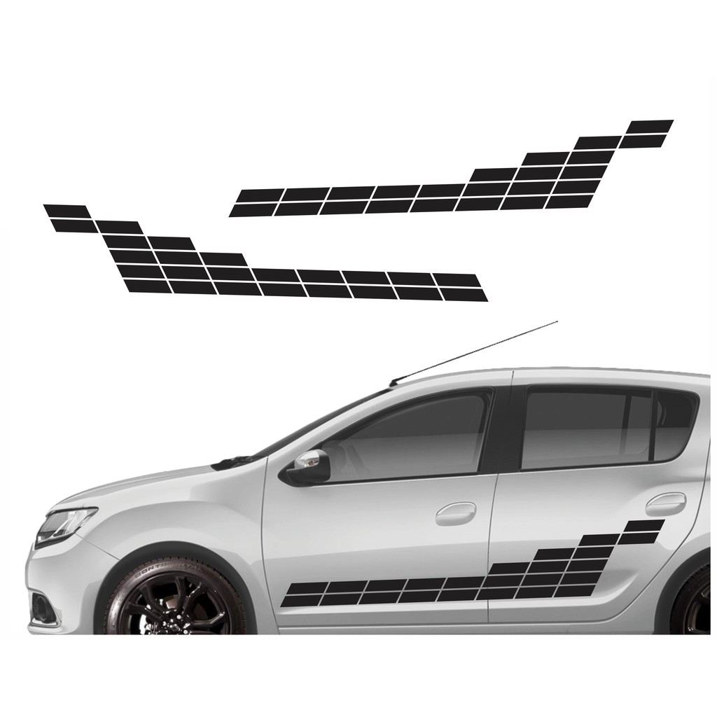 Kit Par Adesivos Sandero Tuning Faixas Laterais Emblema R902 | Shopee ...
