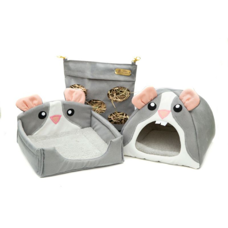 Kit p/ Porquinho da Índia e Roedores - Toca + Caminha + Porta Feno ...