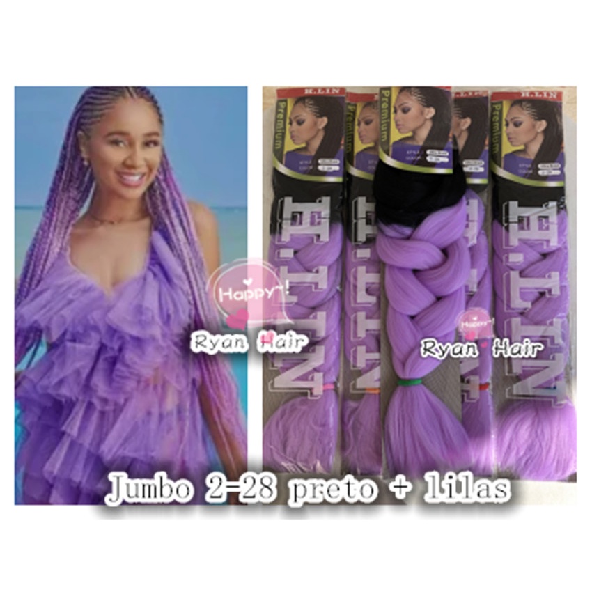 Jumbo 2-28 - Kanekalon Cabelo Tranças Box Braid Twist Cor Preto com ...