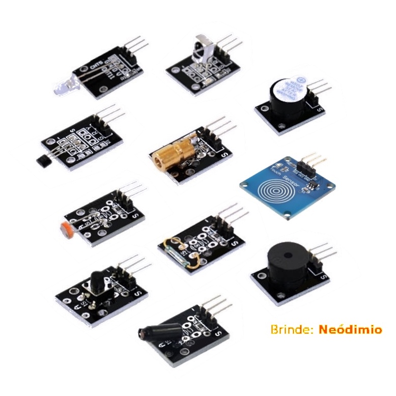 Kit 11 Sensores Botão Buzzer Fotoresistor para Arduino Raspberry ou Esp ...