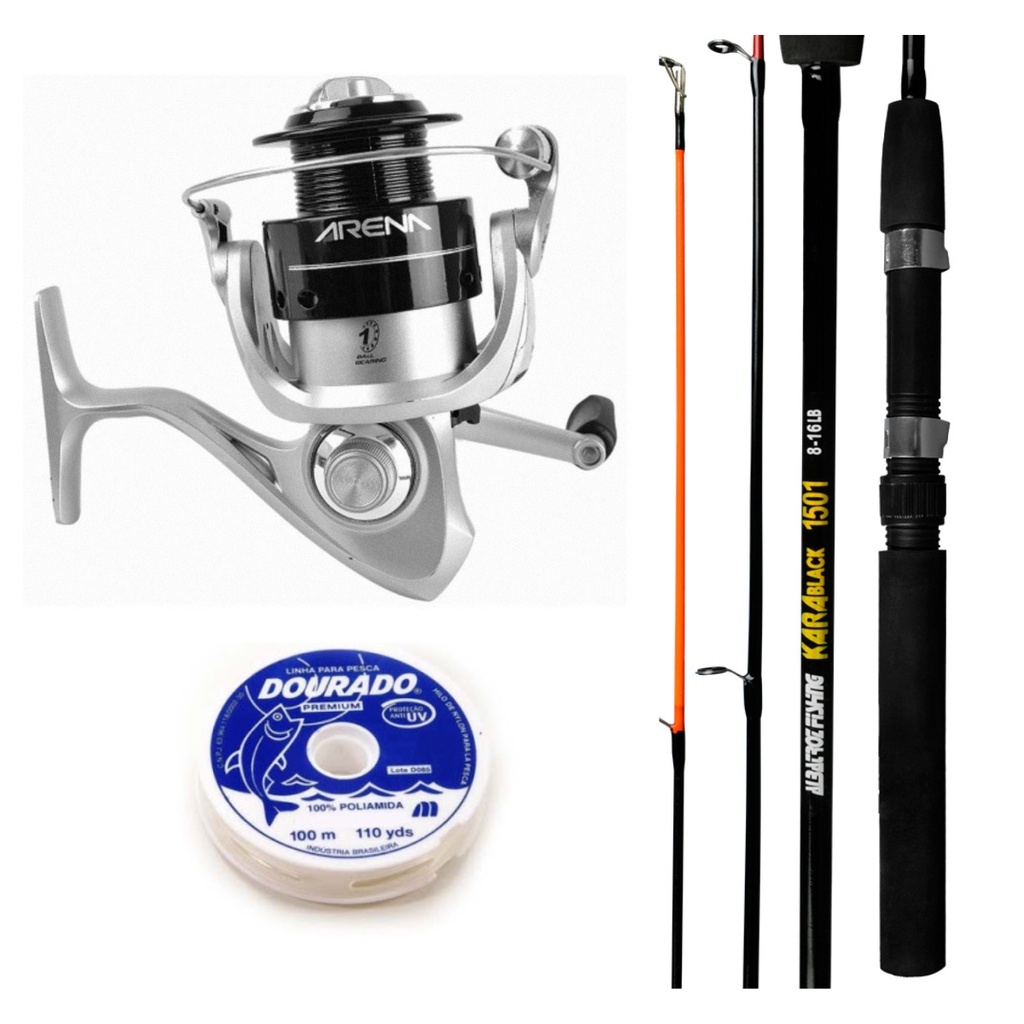 Kit Para Pesca Molinete Marine Sports Arena 2000 + Vara + Linha | Shopee Brasil