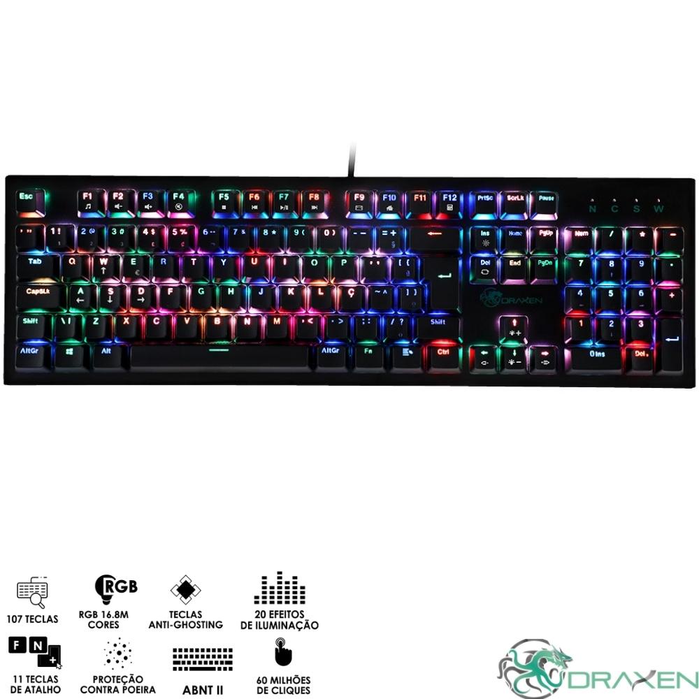 Teclado Mecânico 107 Teclas Qwerty RGB Portugues ABNT2 DN201 | Shopee ...