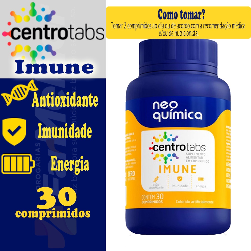 Centrotabs Imune - Imunidade Energia Ação Antioxidante Vitamina C, E ...