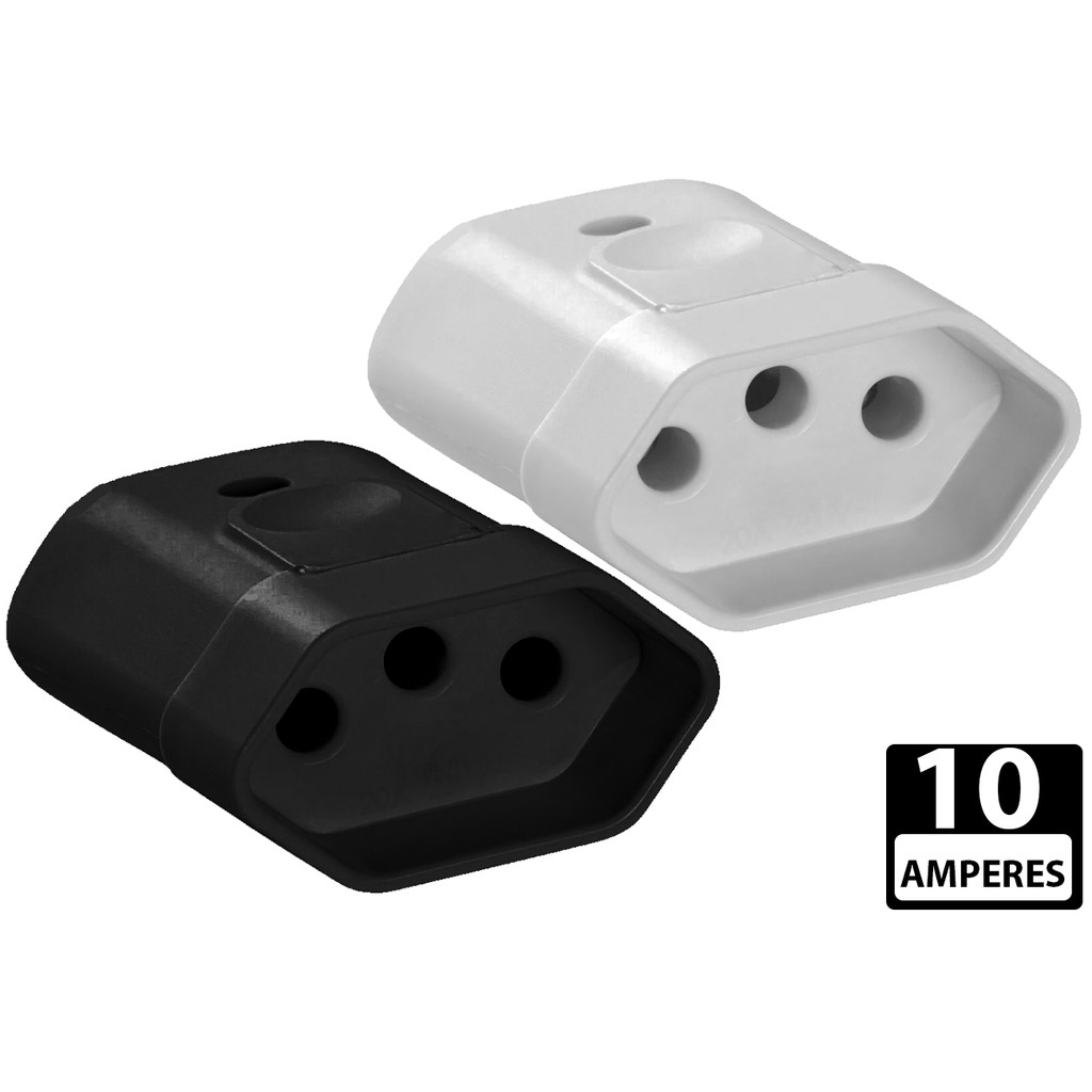 Pino Plug Tomada Fêmea Preta ou Branca 10A Fonte De Energia | Shopee Brasil