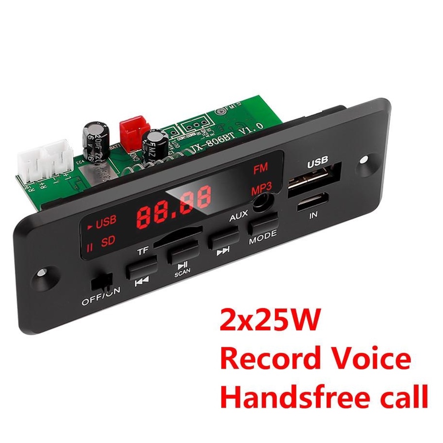 Decodificador Bordo Amplificador De 25W MP3 Player 5V-18V Bluetooth 5.0 Módulo De Rádio FM Carro ...