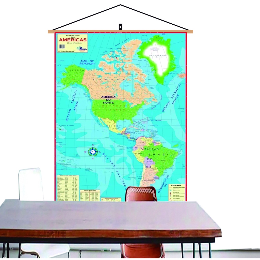 Mapa Das Américas Banner Laminado Gigante 120x90cm - Atual | Shopee Brasil