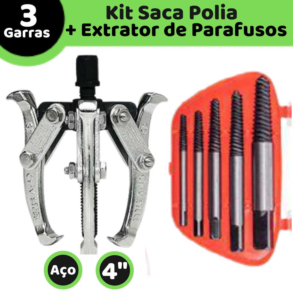 Kit Saca Polias E Rolamento 4 polegadas 100mm E Extrator Parafusos ...