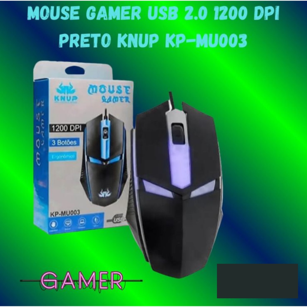 Mouse Optico Gamer Led Usb 1200 Dpi Knup KP-MU003 | Shopee Brasil