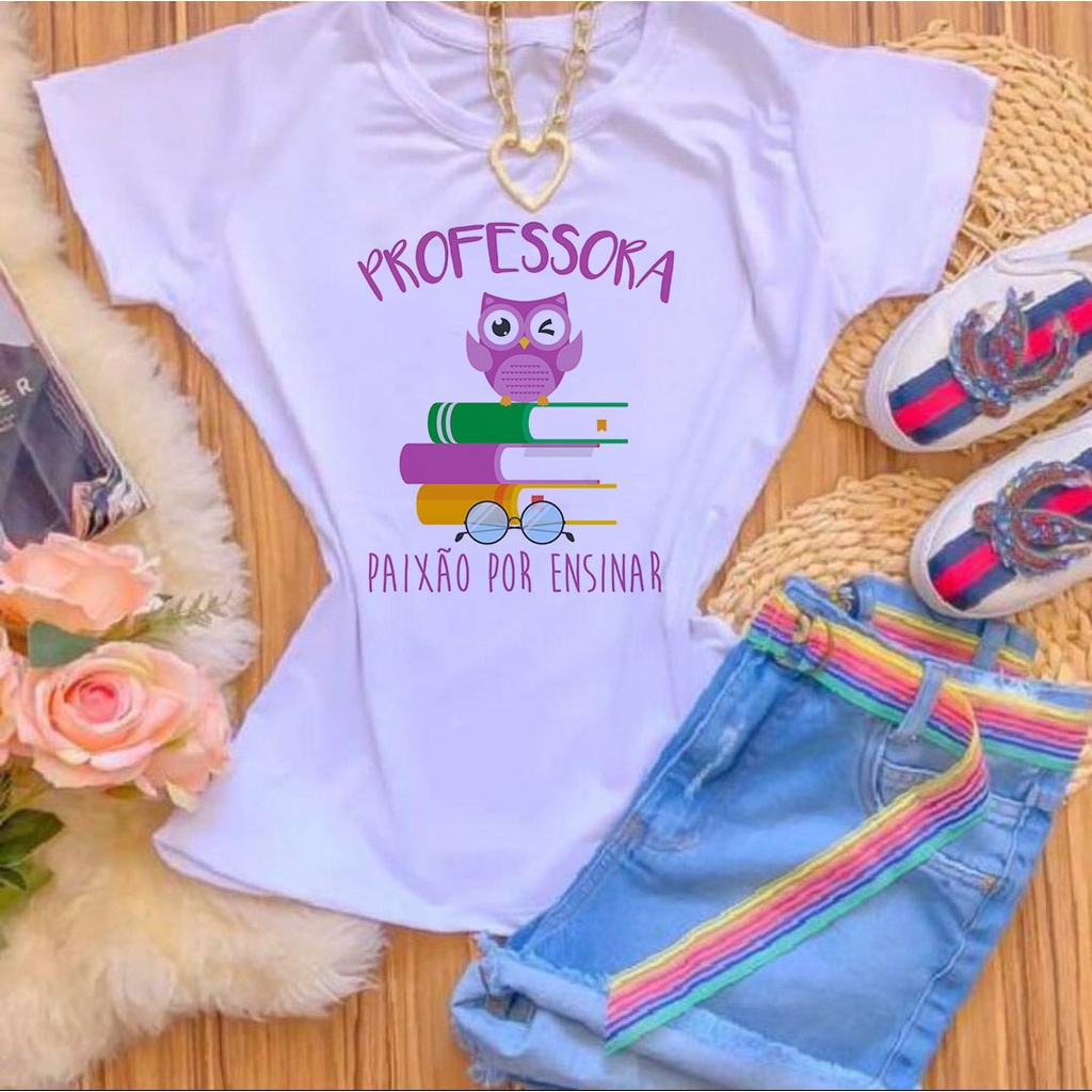 Camiseta T-shirt BLUSA FEMININA PROFISSÕES PROFESSORA | Shopee Brasil