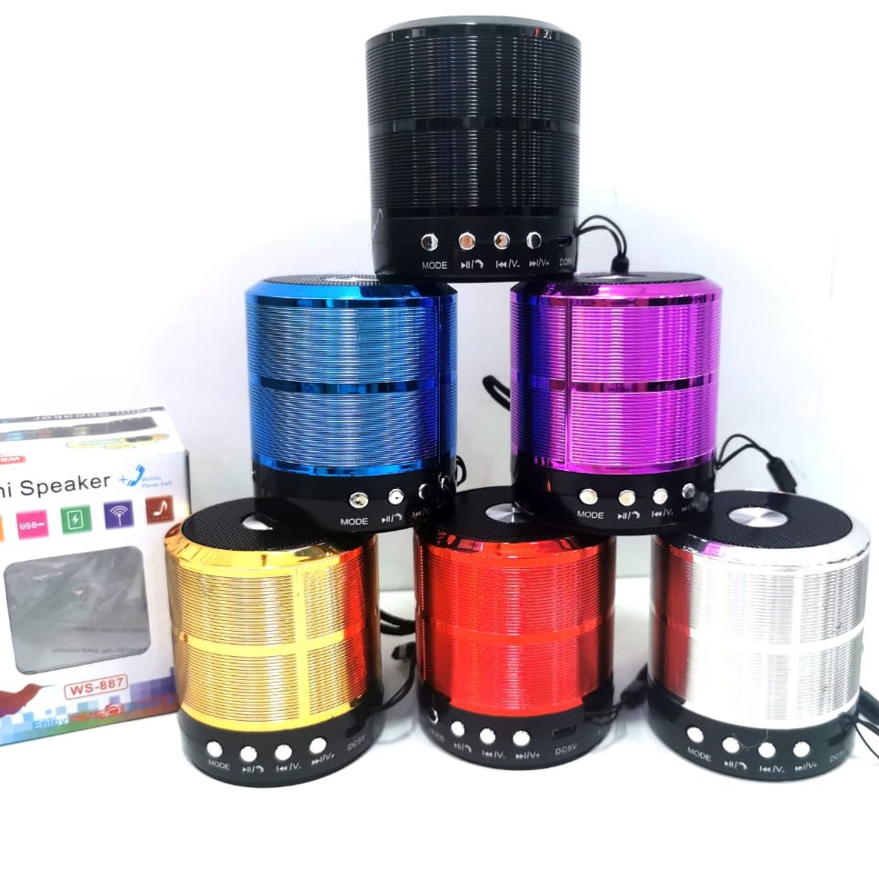 Mini Caixa de som Bluetooth Portátil USB MP3 P2 SD rádio FM Modelo 887 | Shopee Brasil