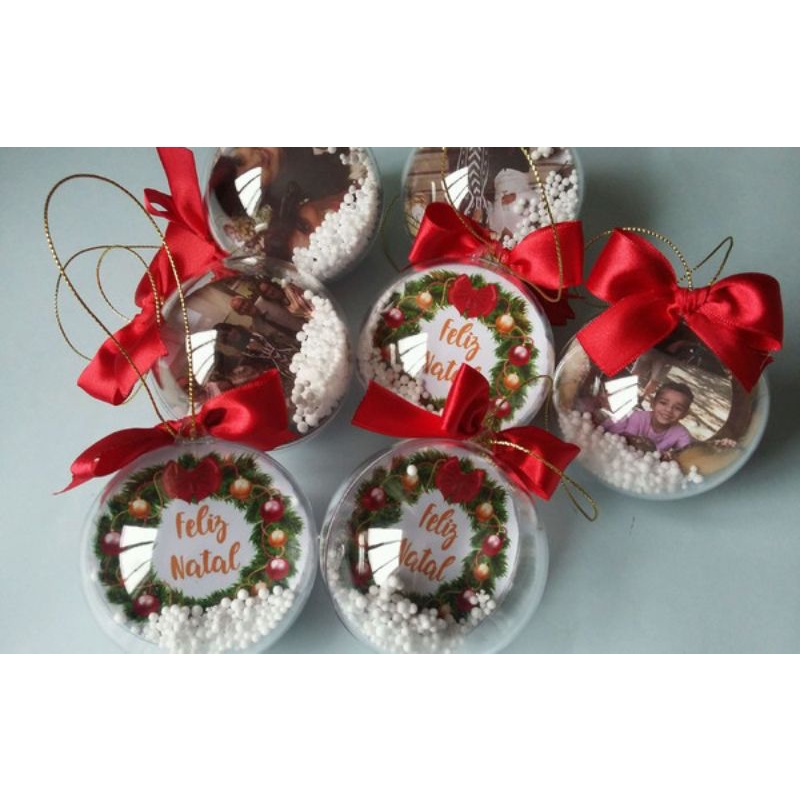 Bolinha de Natal personalizada com foto em acrílico kit 3 bolinhas ...