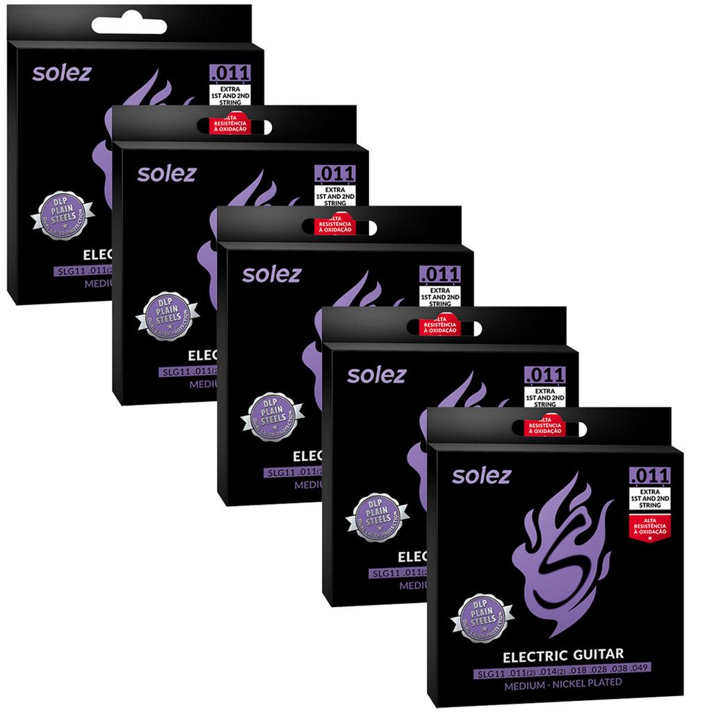 Kit Com 05 Jogos De Cordas Solez Guitarra 011 Solez Slg11 | Shopee Brasil