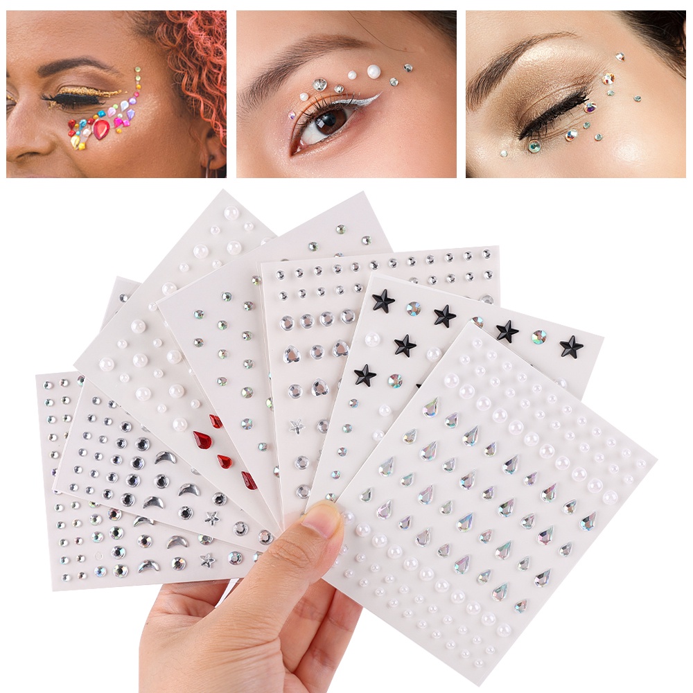 Autocolantes De Maquiagem Facial DIY Crystal Diamond Tattoo Stickers ...