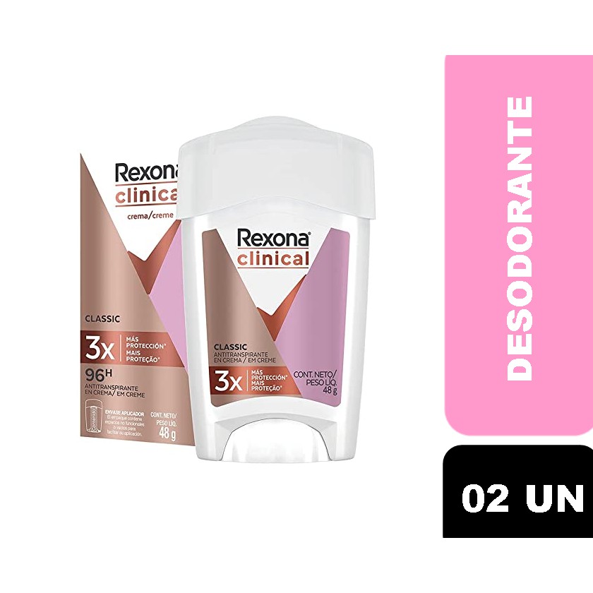 Kit desodorante Rexona Clinical Classic 48g - 02 UNIDADES | Shopee Brasil