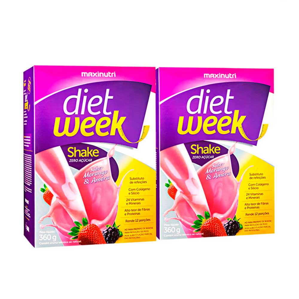 Kit 02 Diet Week Shake Morango e Amora 360g Maxinutri | Shopee Brasil