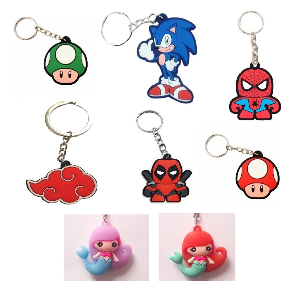 Chaveiro Sonic Homem Aranha Sereia Ariel Akatsuki Naruto Mario Video ...