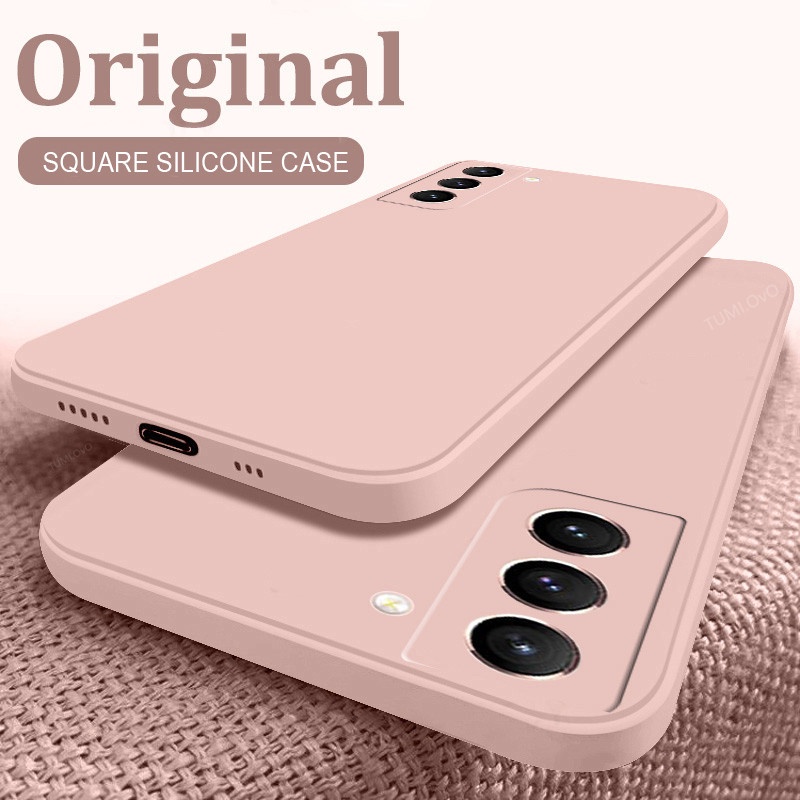 Capa Quadrada De Silicone Líquido Para Samsung Galaxy S21 FE S22 Ultra S21 Plus S22+ S21+ 5G S20 ...