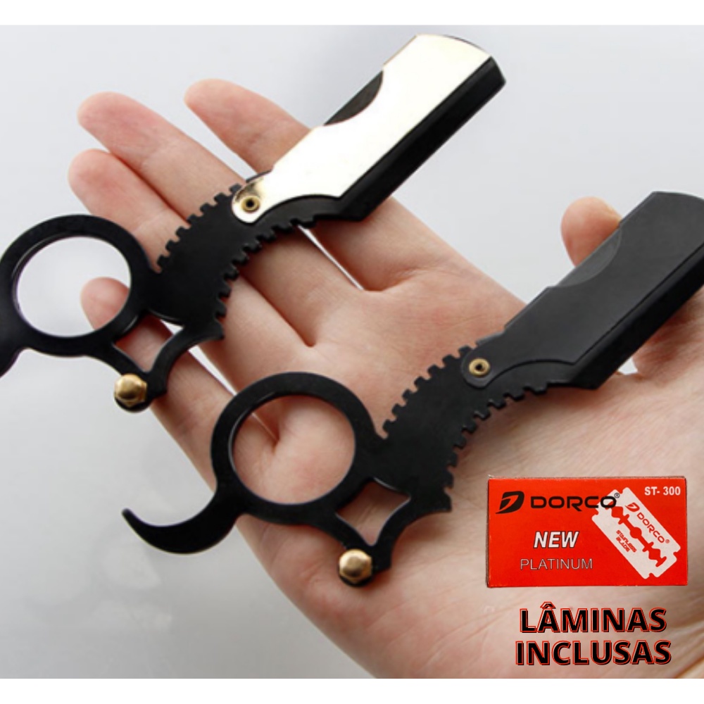 Navalhete Profissional Para Barbeiro Navalha De Dedo (Com Lâminas ...