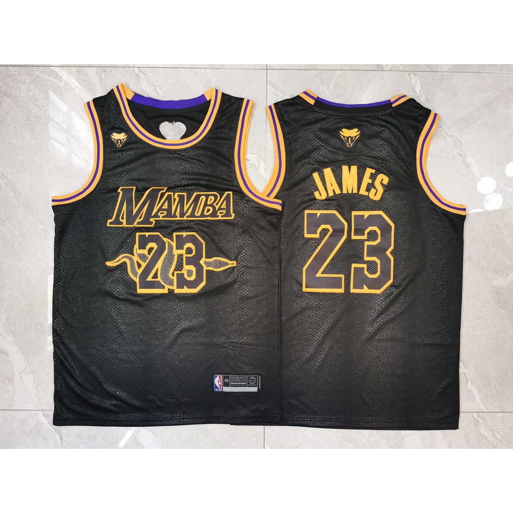 Camisa Yee7 NBA Lakers 23 # James Mamba Big Snake Bordada Preta ...