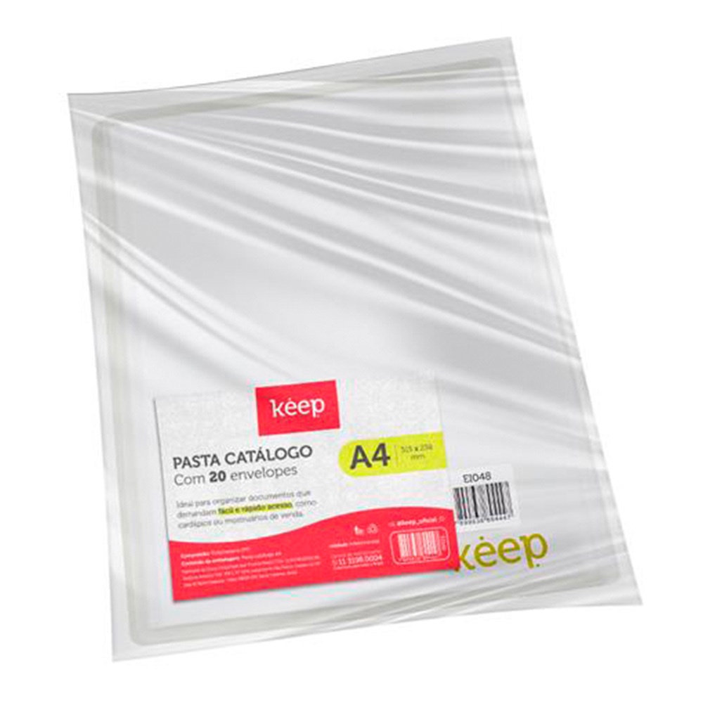 Pasta Catálogo Transparente A4 com 20 Envelopes | Shopee Brasil
