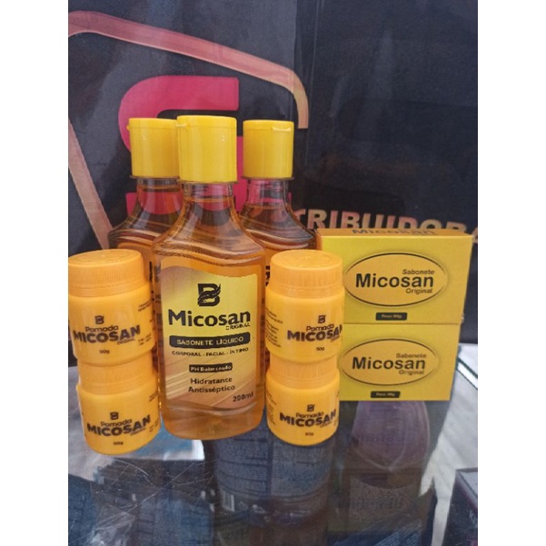 Micosan original Kit 4 Pomadas 3 Sabonete líquido 2 Sabonete em Barra ...