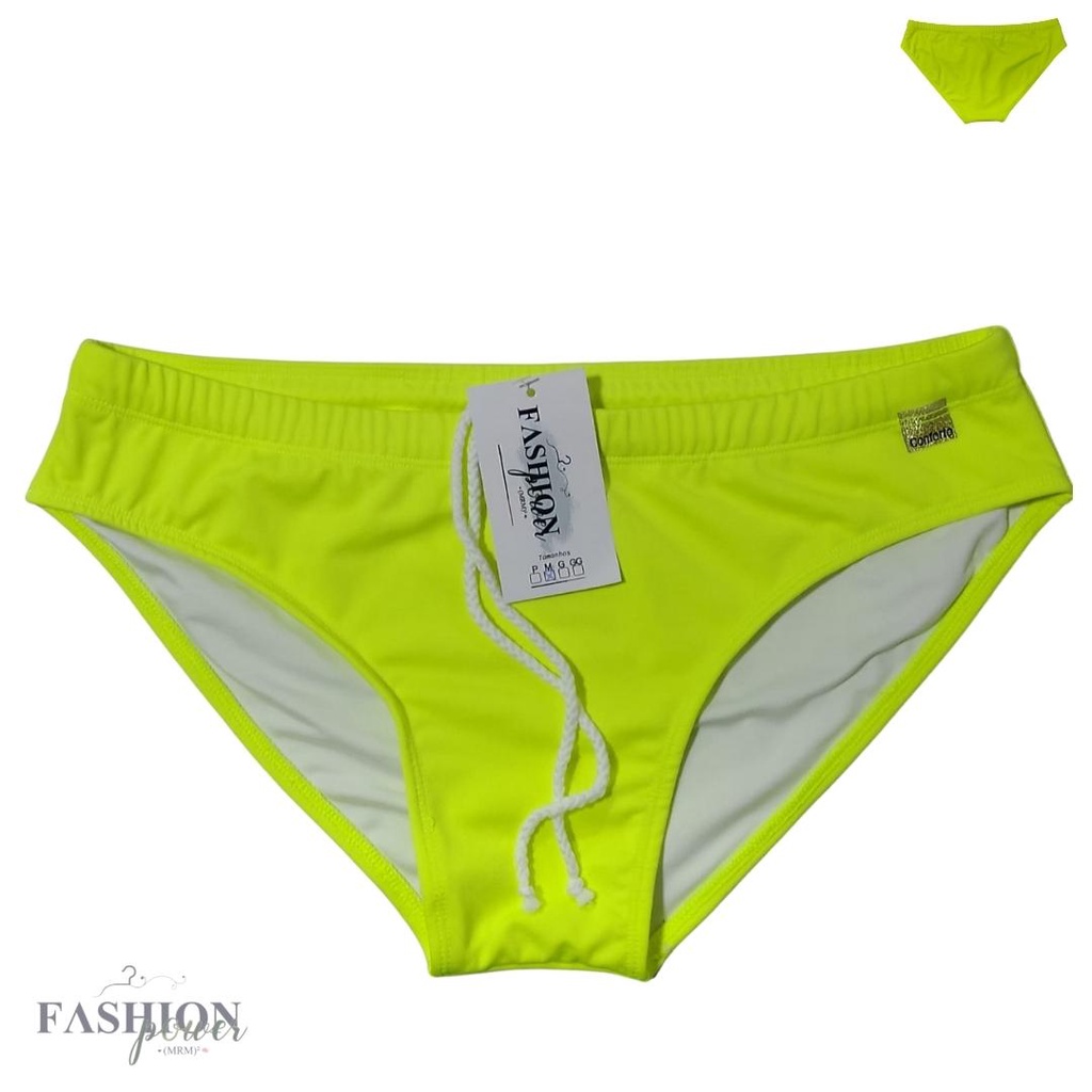Sunga slim amarelo neon slip cavada forrada Fashion Power | Shopee Brasil