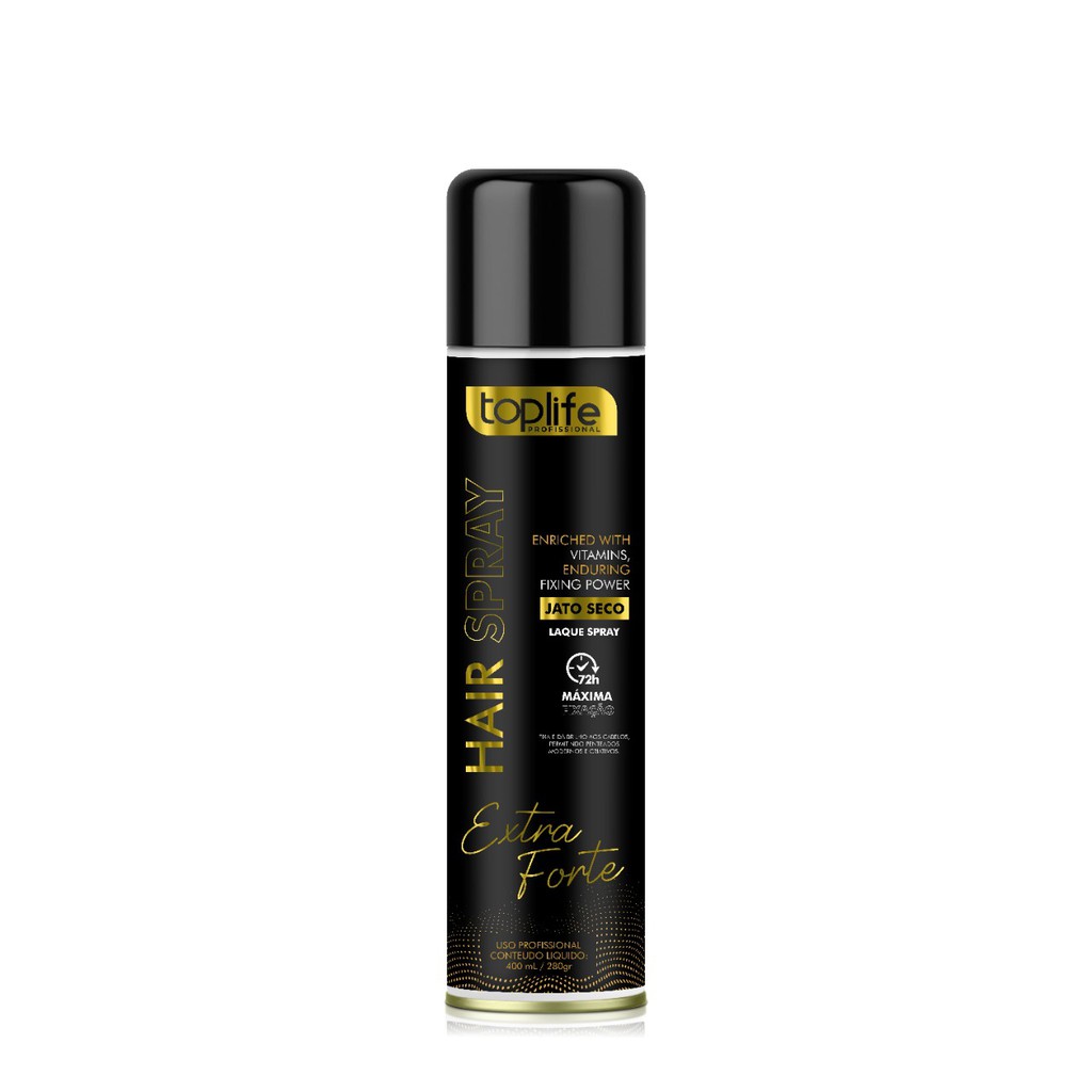 Laque Spray Fixador Extra Forte Hair Spray Toplife 400 Ml Jato Seco ...