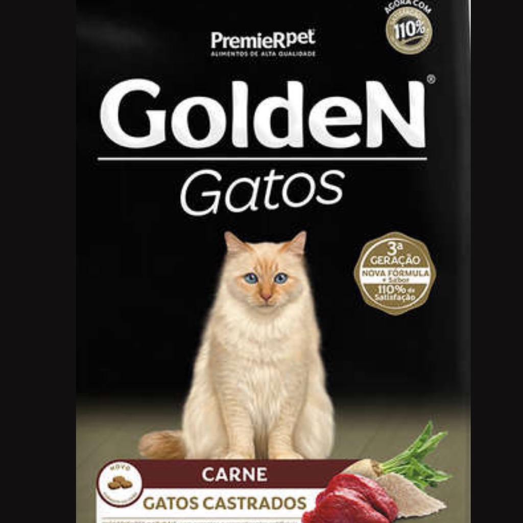 Ração Golden Gatos Adultos Castrados Carne 1KG - PRODUTO A GRANEL ...