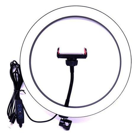 KIT COMPLETO RING LIGHT 10 POLEGADAS 26 CENTIMETROS COM TRIPÉ DE 2 METROS E SUPORTE CELULAR ...