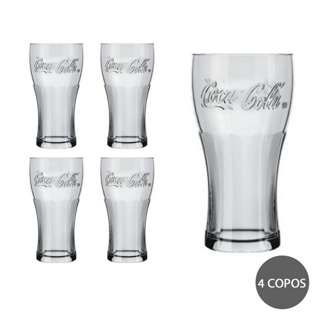 Conjunto 4 Copos Coca Cola 470ml Vidro Nadir Suco Agua | Shopee Brasil
