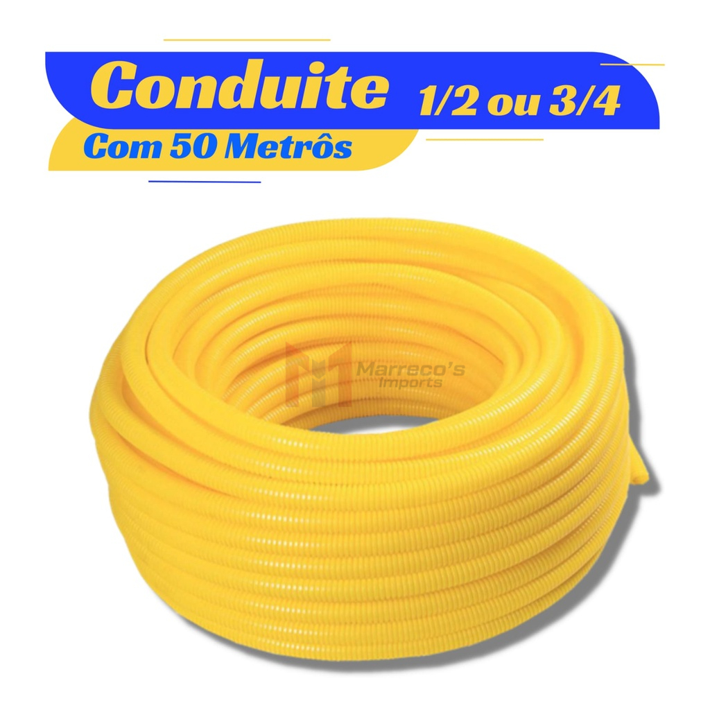 Conduite Corrugado Eletroduto De 1/2 ou 3/4 Rolo C/ 50 Metros Cobra ...