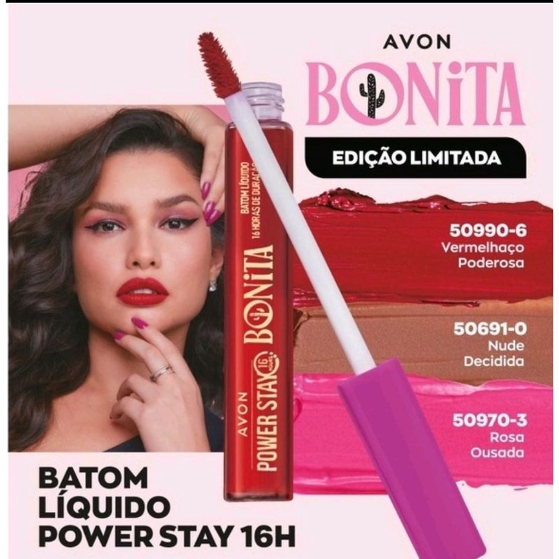 Batom Líquido Avon Power Stay Bonita 7ml Vermelhaço Poderosa | Shopee ...