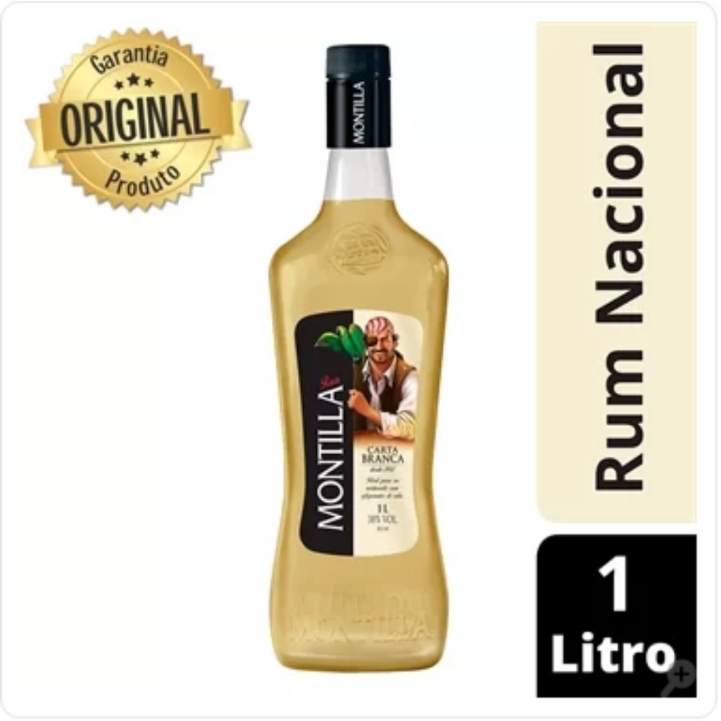 Rum Montilla Carta Branca Garrafa de 1 Litro Original | Shopee Brasil