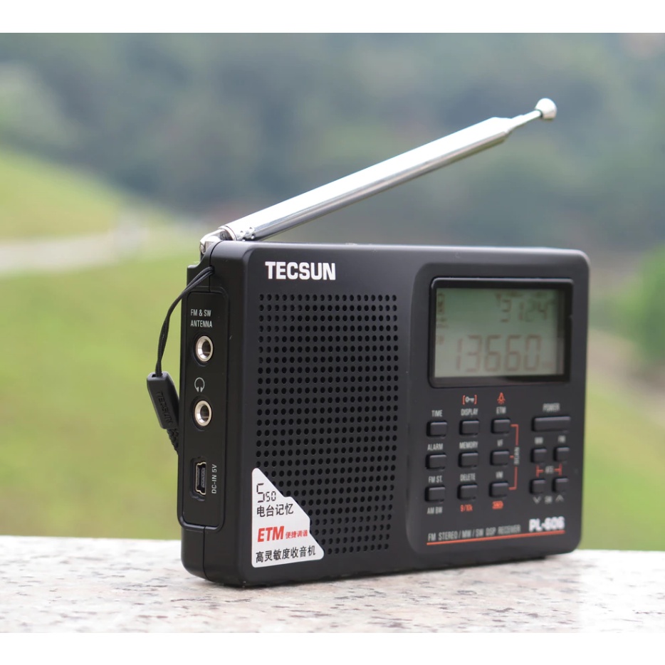 Radio Tecsun Pl-606 Lacrado + Antena Conector e Fio Externa Pronta ...