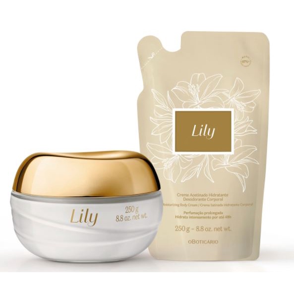 Creme Acetinado Hidratante Corporal Lily ou Refil - 250g | Shopee Brasil