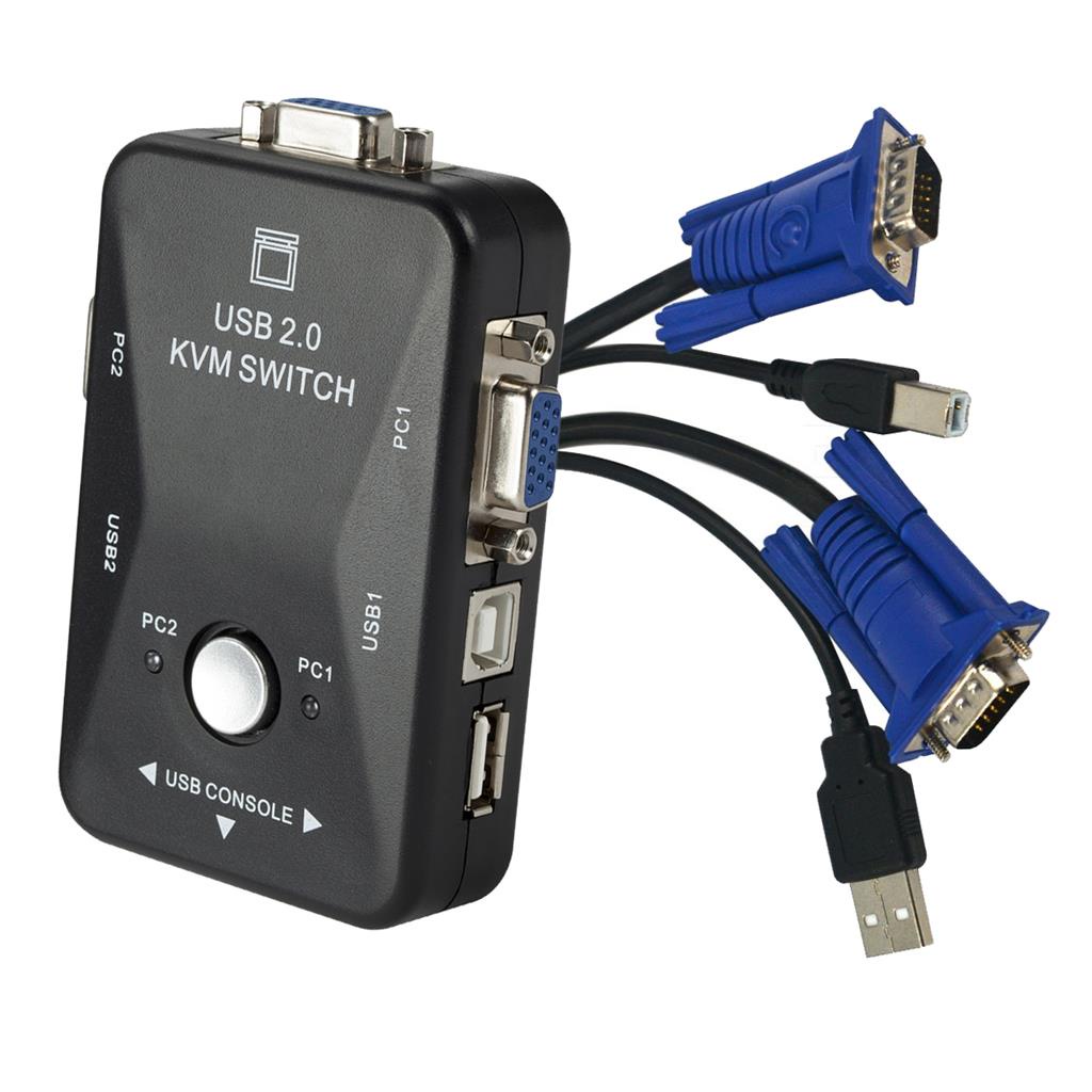 Kit Chaveador KVM Switch 2 Portas USB E VGA + Cabos 2 Portas Completo ...