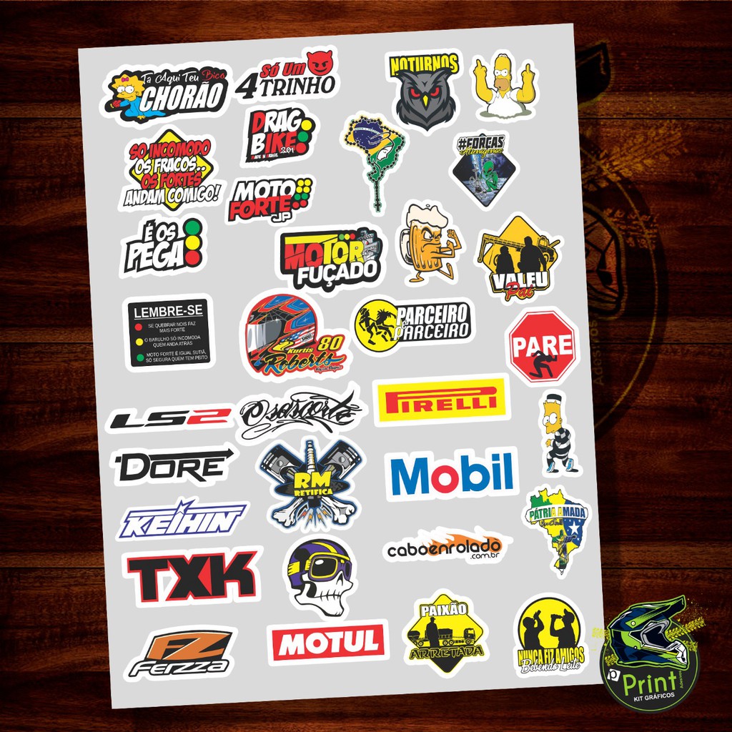 Cartela De Adesivos Moto Motocross Carro Bike Caminhao 12 | Shopee Brasil